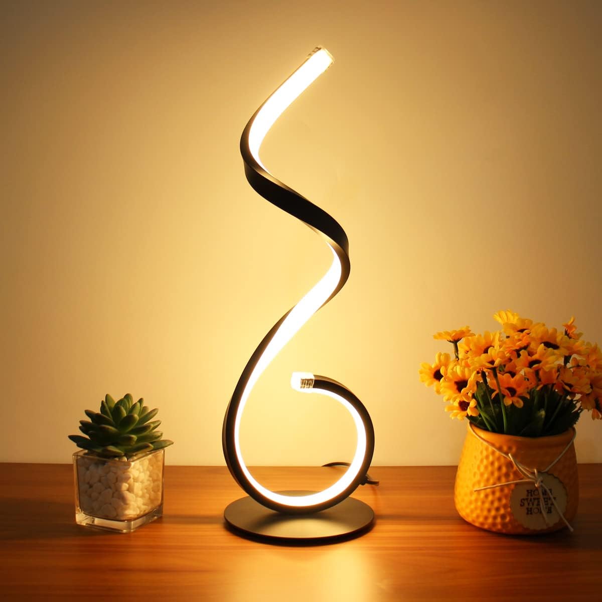 LENIVER Spiral LED Table Lamp, 10W 3 Colors Dimmable Modern Bedside ...