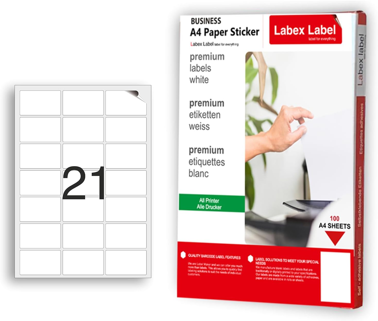 99,1 x 38,1mm, 25 Blatt, A4 Aufkleber Etiketten Selbstklebend matt - 14 ...