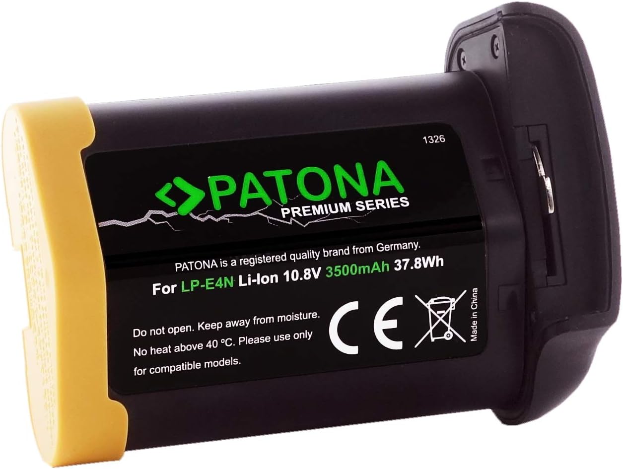 PATONA Ricambio Premium per batteria Canon LP-E4N e LP-E4 (3500 mAH – 37,8 Wh) – EOS 1D Mark III ...