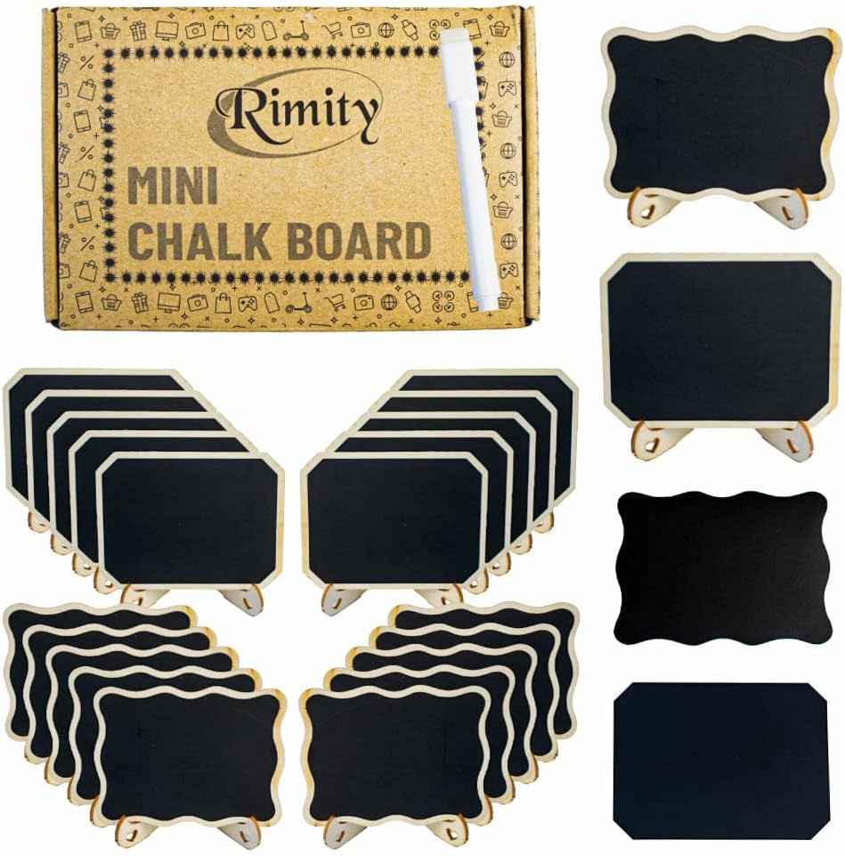 Amazon.com: 20 Pcs Wood Mini Chalkboard Signs with Support Easels ...