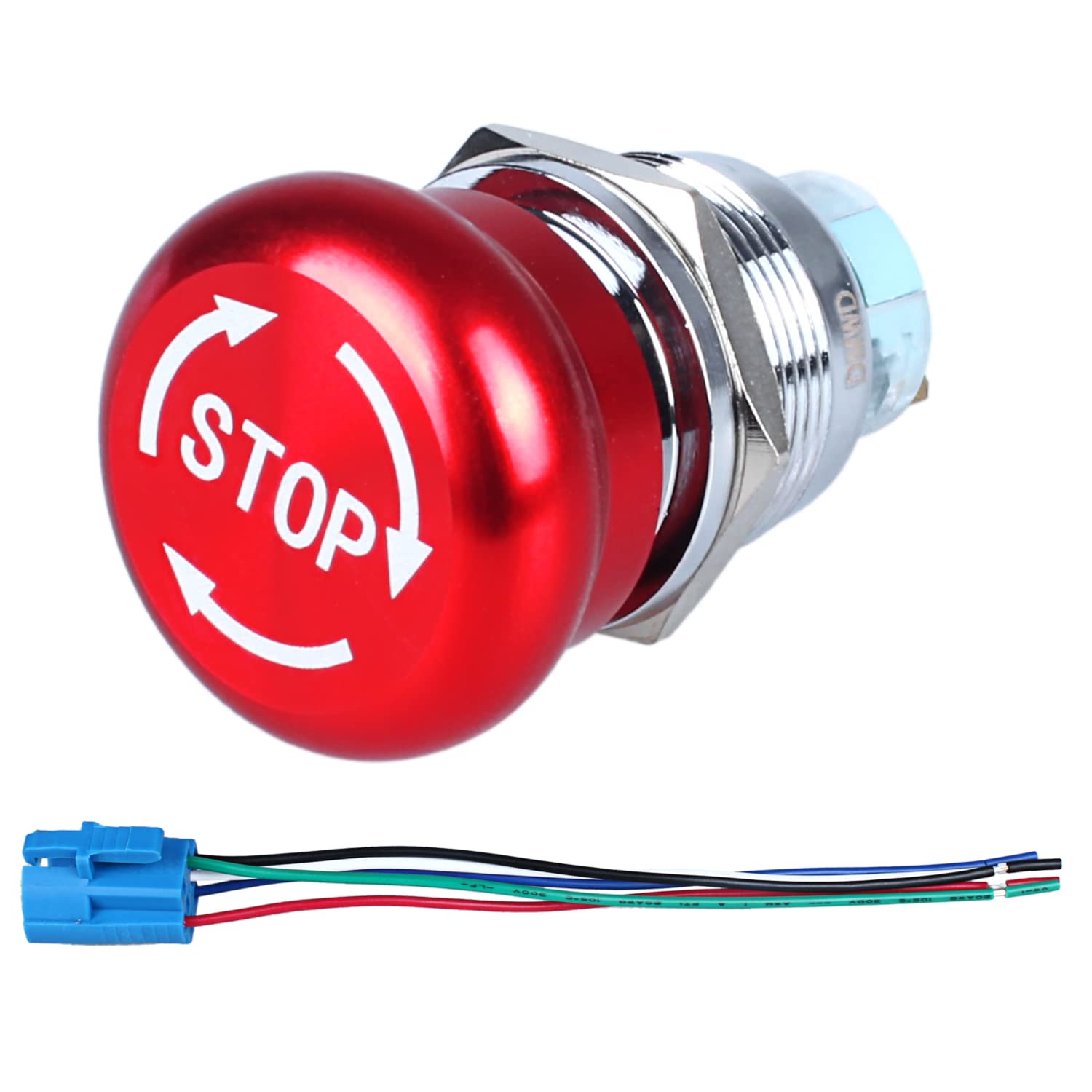 Buy DMWD Metal Latching Emergency Stop Push Button Switch,22mm 1NO 1NC ...