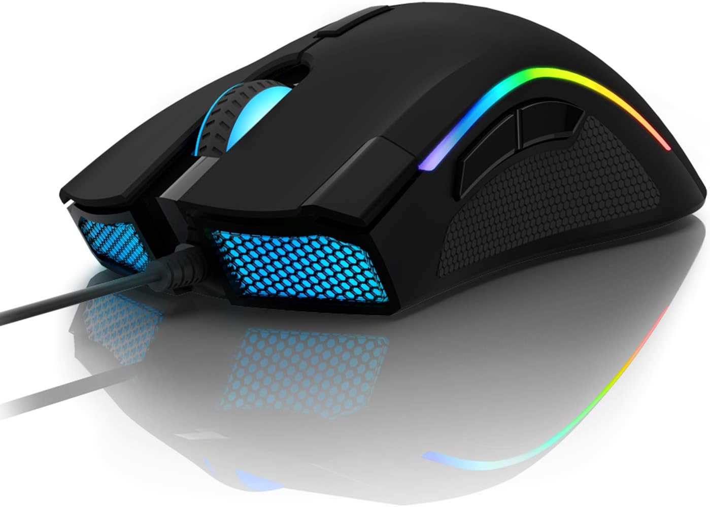 DeLUX Gaming Maus 16,8 Millionen RGB Farbe 24000 DPI Programmierbare ...