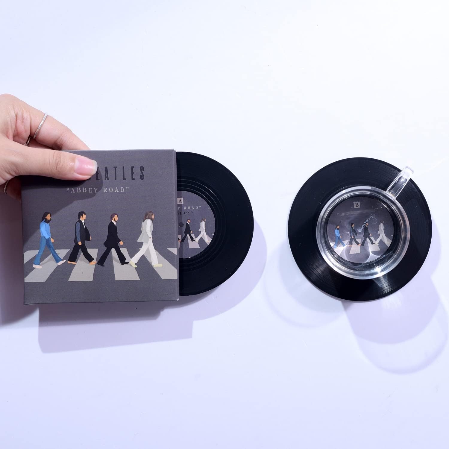 Amazon.com: Mini Vinyl Record Coasters - Set of 2 Cool Music Coasters ...