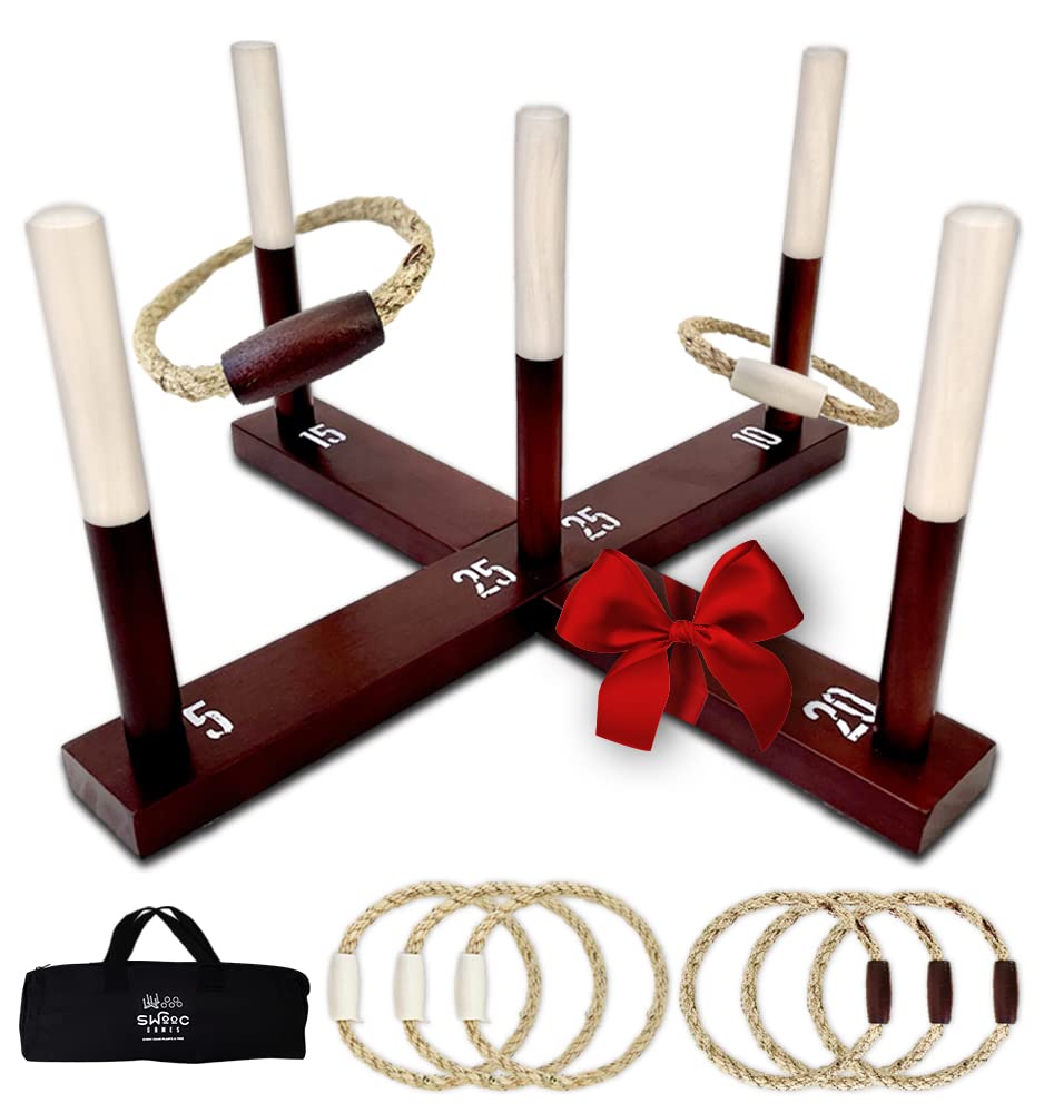 SWOOC Games - Rustic Ring Toss Outdoor Game (All Weather) - 15+ Games ...