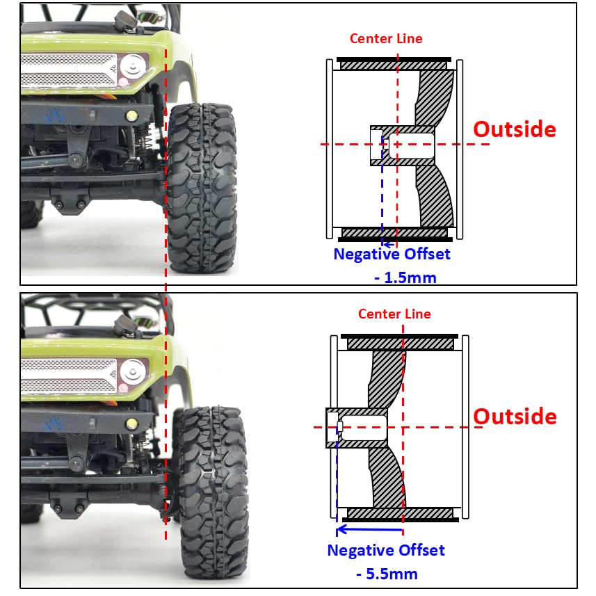 Snapklik.com : Hobbysoul Adjustable Offset 1.0 Beadlock Wheels Rims, RC ...