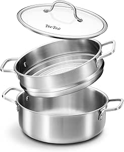 Amazon.com: Steamer for Cooking,5QT Stainless Steel 2-tier Steam Pot ...