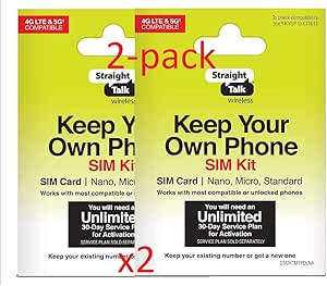 Amazon.com: 2 Pack - Straight Talk SIM Card BYOP Bring Your Own Phone ...