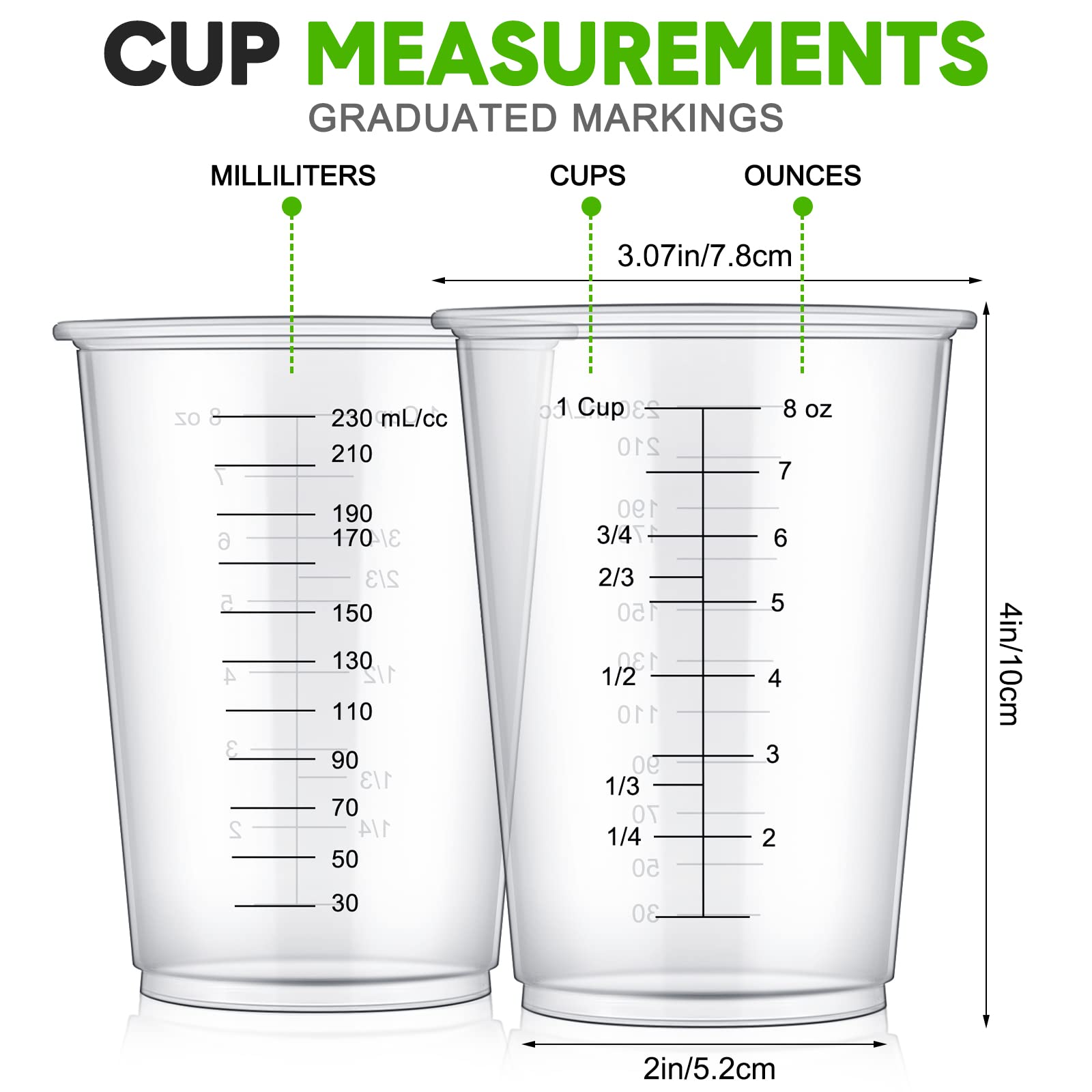 Disposable Measuring Containers Clear Plastic 8oz Disposable Measuring