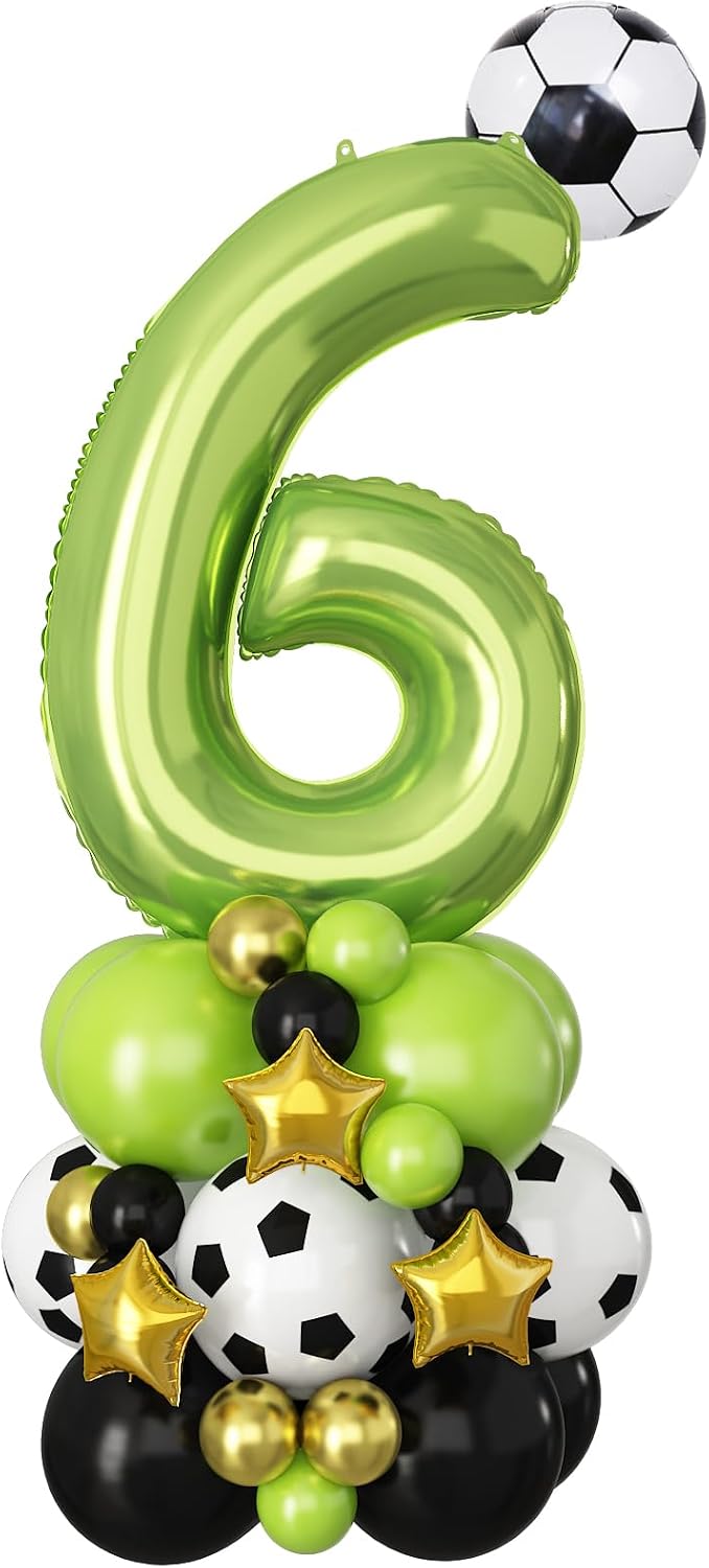 Amazon.com: 40 Inch Number 6 Balloon Green Soccer Number Six Foil ...