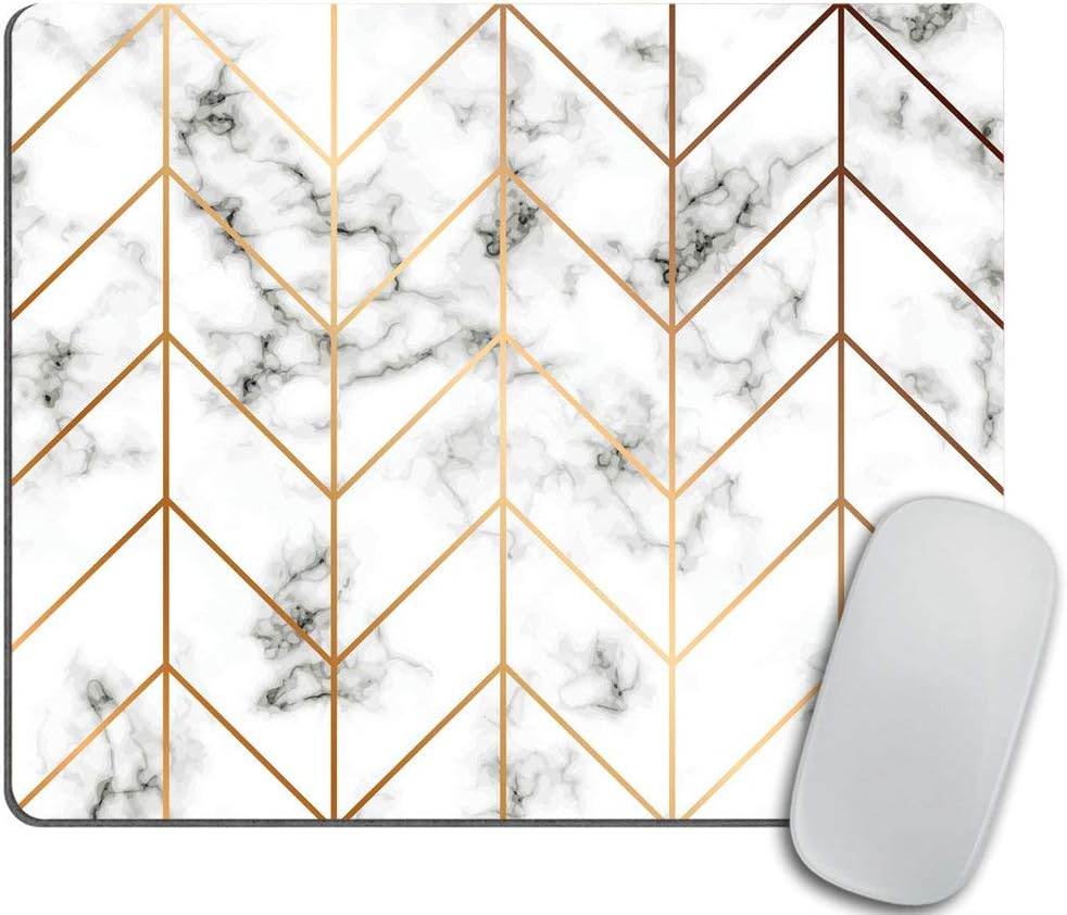 Amazon.com : Marble Texture Mouse pad, Golden Geometric Lines Mousepad ...