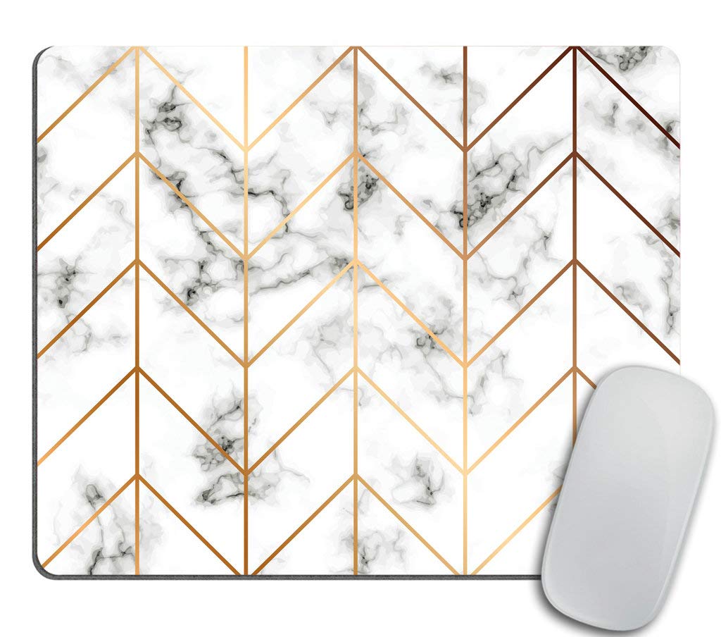 Amazon.com : Marble Texture Mouse pad, Golden Geometric Lines Mousepad ...