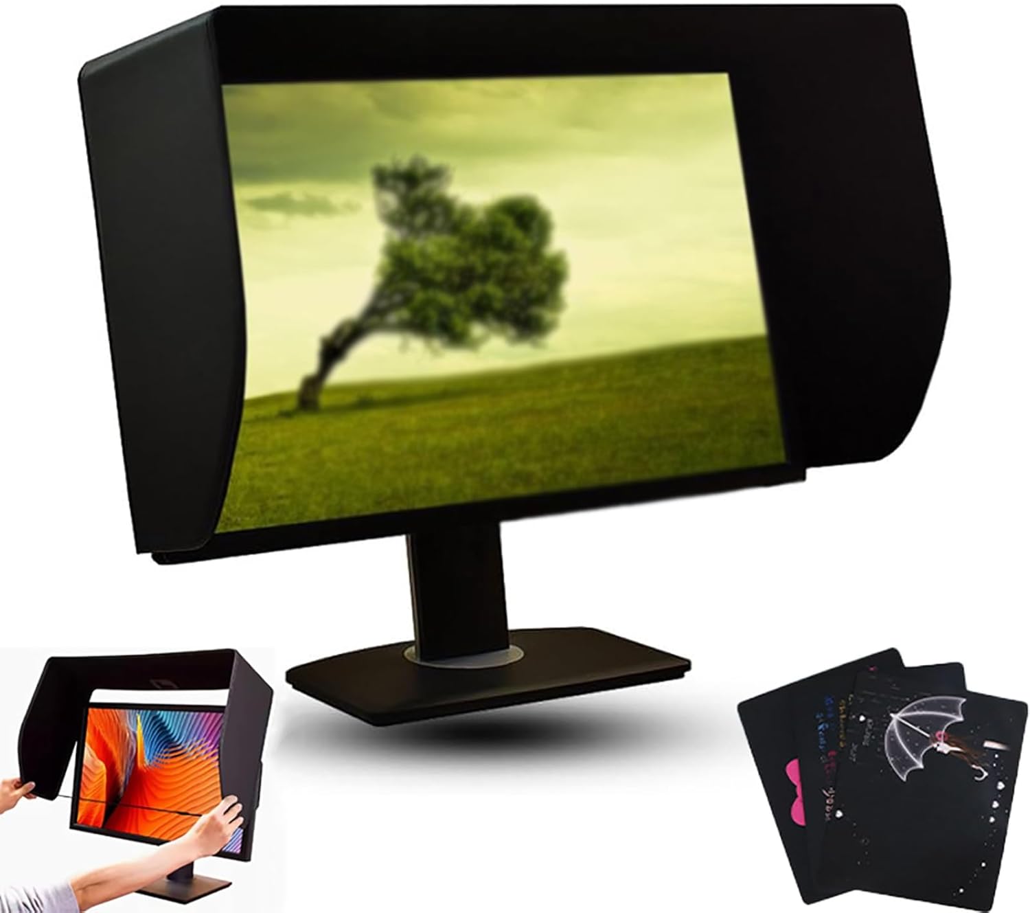 STWBHW Desktop Computer Screen Hood,LCD LED Video Monitor Hood Sunshade ...