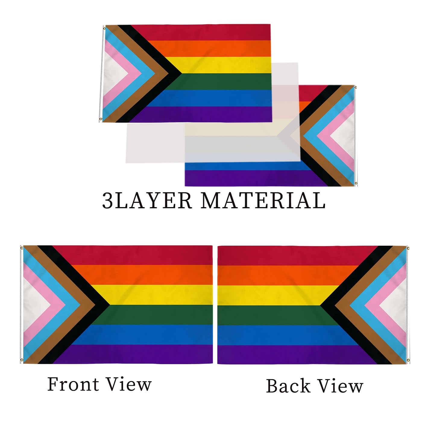 Snapklik.com : Progress Pride Flag 3x5 Double Sided Outdoor Rainbow ...