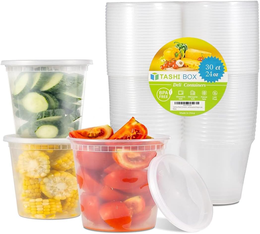 Amazon.com: TashiBox 24 oz-30 Sets Plastic Deli Disposable Food Storage ...