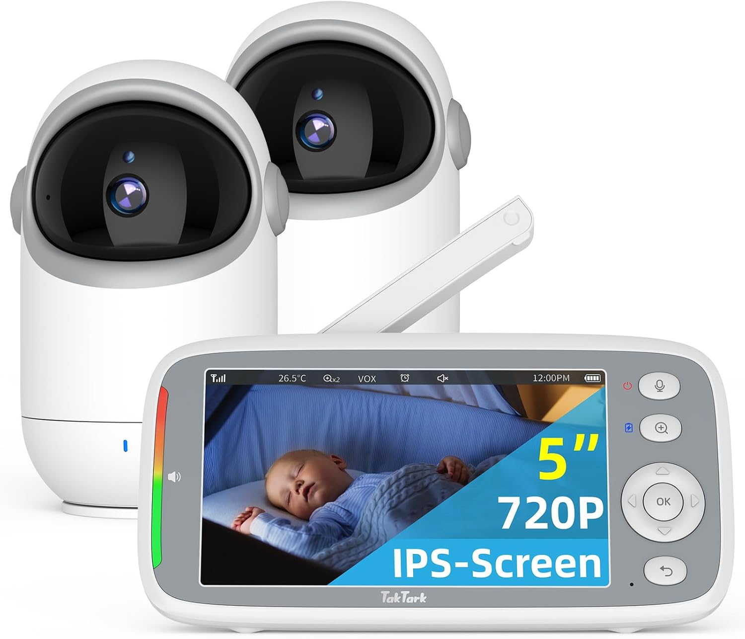 Amazon.com: TakTark 5" HD 720P Baby Monitors, Video Baby Monitor with 2 ...