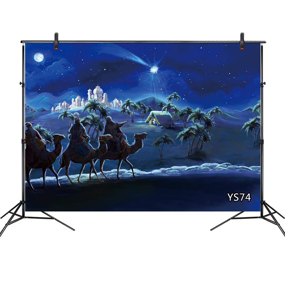 Buy LBBirth of Jesus Backdrop 7x5ft Three Kings Holy Night Nativity ...