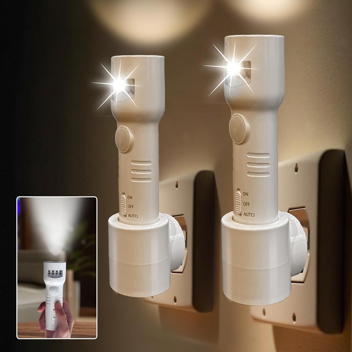 NATURALRISE Motion Sensor Night Light,4 in 1 LED Rechargeable Plug in ...