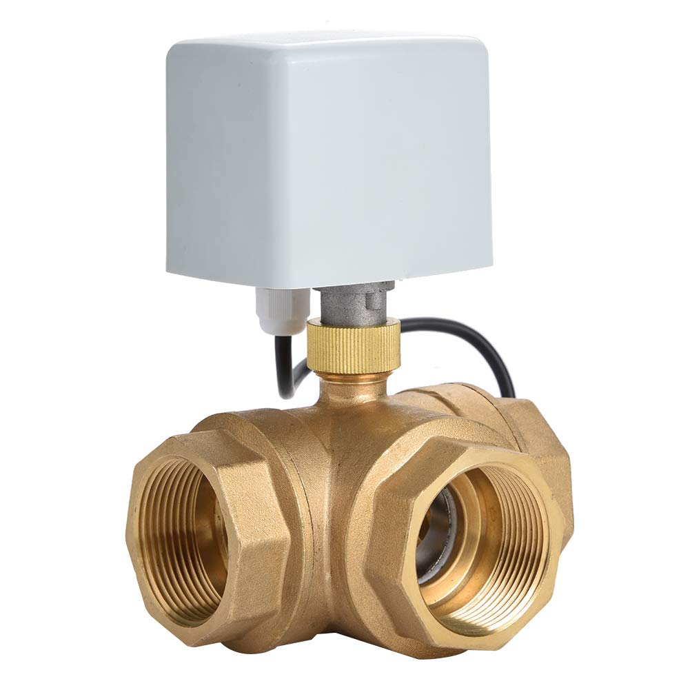 Buy Brass Motorized Ball Valve, AC 220V T Type Brass Motorized Ball ...