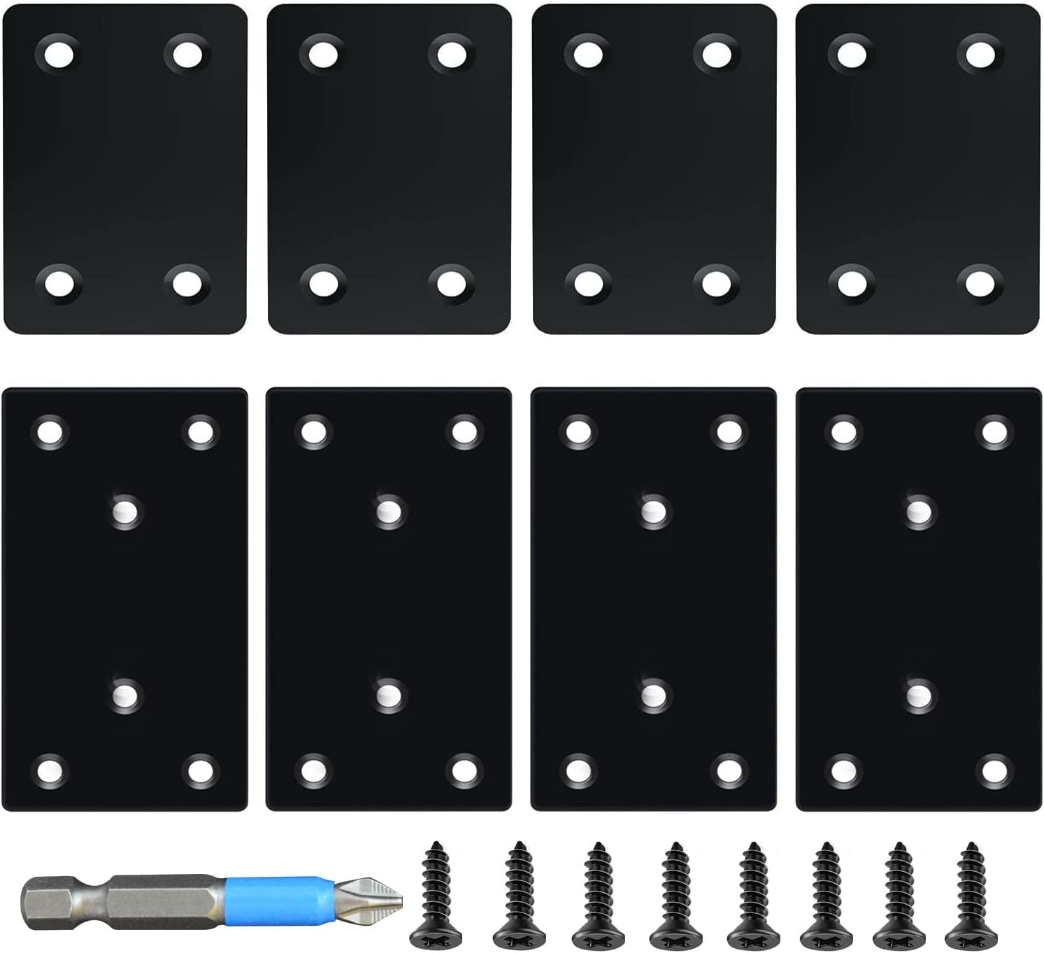 Amazon.com: OTTFF 6 Pcs Black Flat Straight Mending Metal Plate with 8 ...
