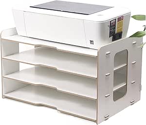 VIORED Printer Stand Thickened File Rack Wooden Desktop Multi-layer 4 ...