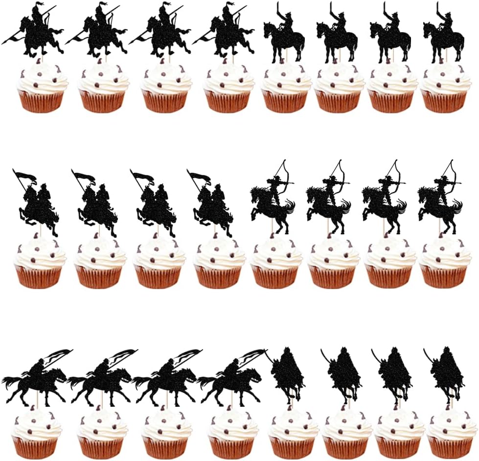 Amazon.com: 24-piece set black flash Medieval cavalry Happy birthday ...