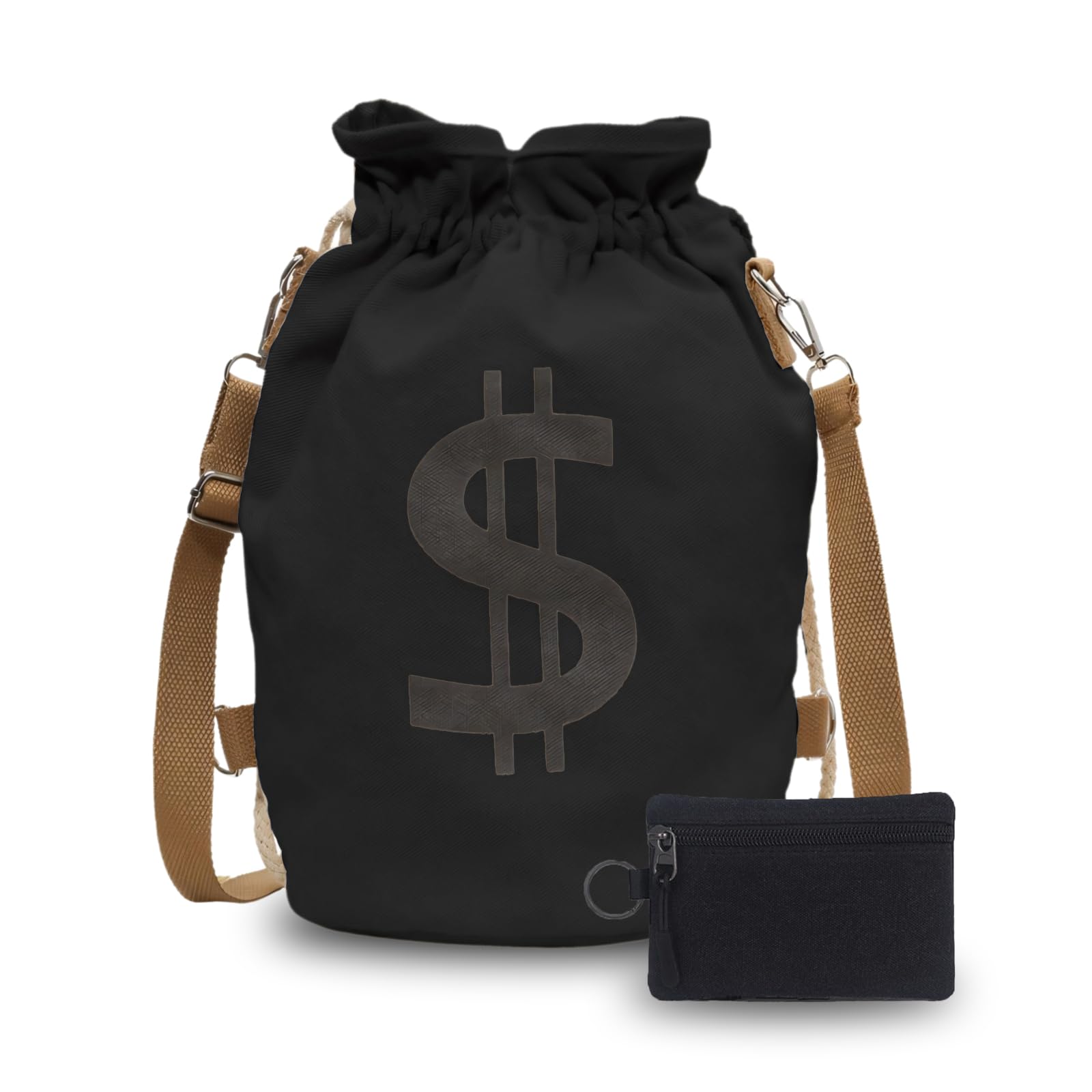 Amazon.com | AseiTaku Canvas Drawstring Backpack with Coin pouch, Large ...