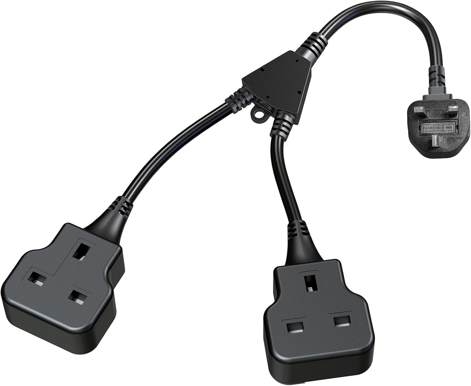 2 Way Extension Lead with Short Cable (Plug Included), 2-in-1 Double ...