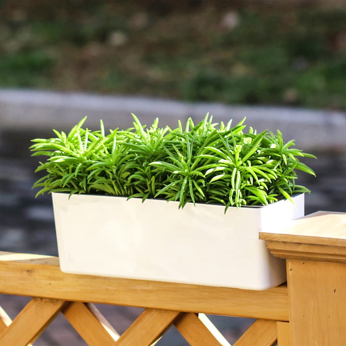 Snapklik.com : 2 Pack Rectangular Planter 15.6 X 5.4 In Self Watering ...