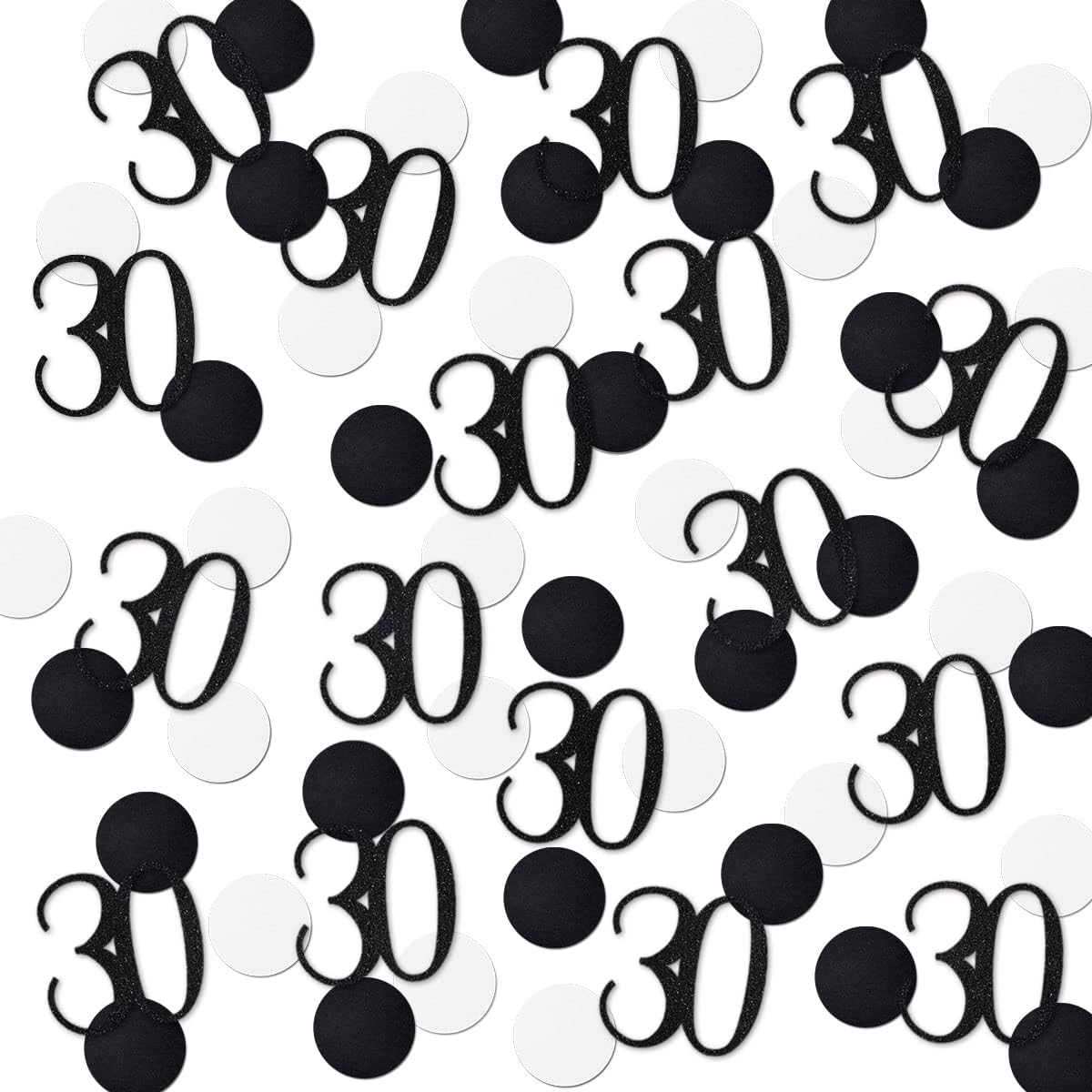 Amazon.com: Black Glitter 30 Confetti, 30th Birthday Number Confetti ...
