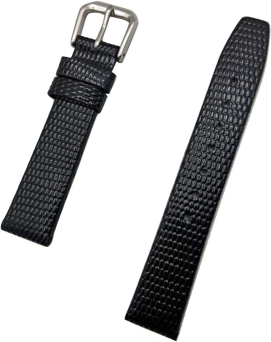 Amazon.com: NewLife 15mm Short, Black Genuine Leather Watchband | Round ...