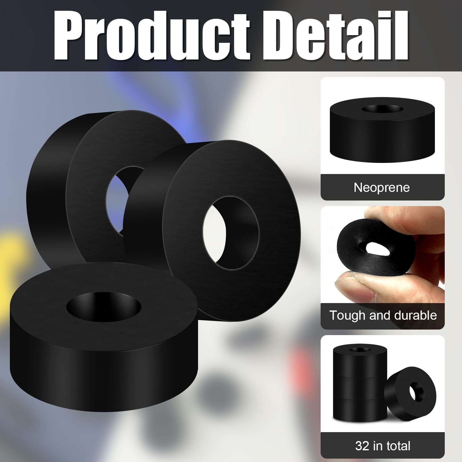 Snapklik.com : Multi Purpose Rubber Spacers, 1 Inch OD X 3/8 Inch ID X ...