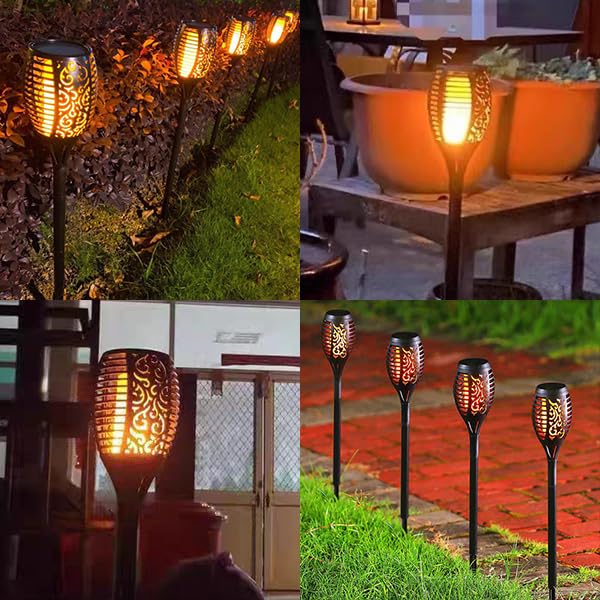 LQWELL Solar Lights Solar Torch Light for Outdoor Garden 6 Pack 12 LED ...