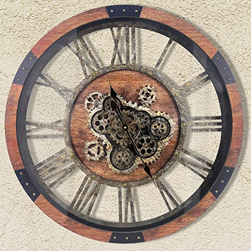 Amazon.com: DORBOKER 40'' Large Wall Clock Real Moving Gears Oversized ...