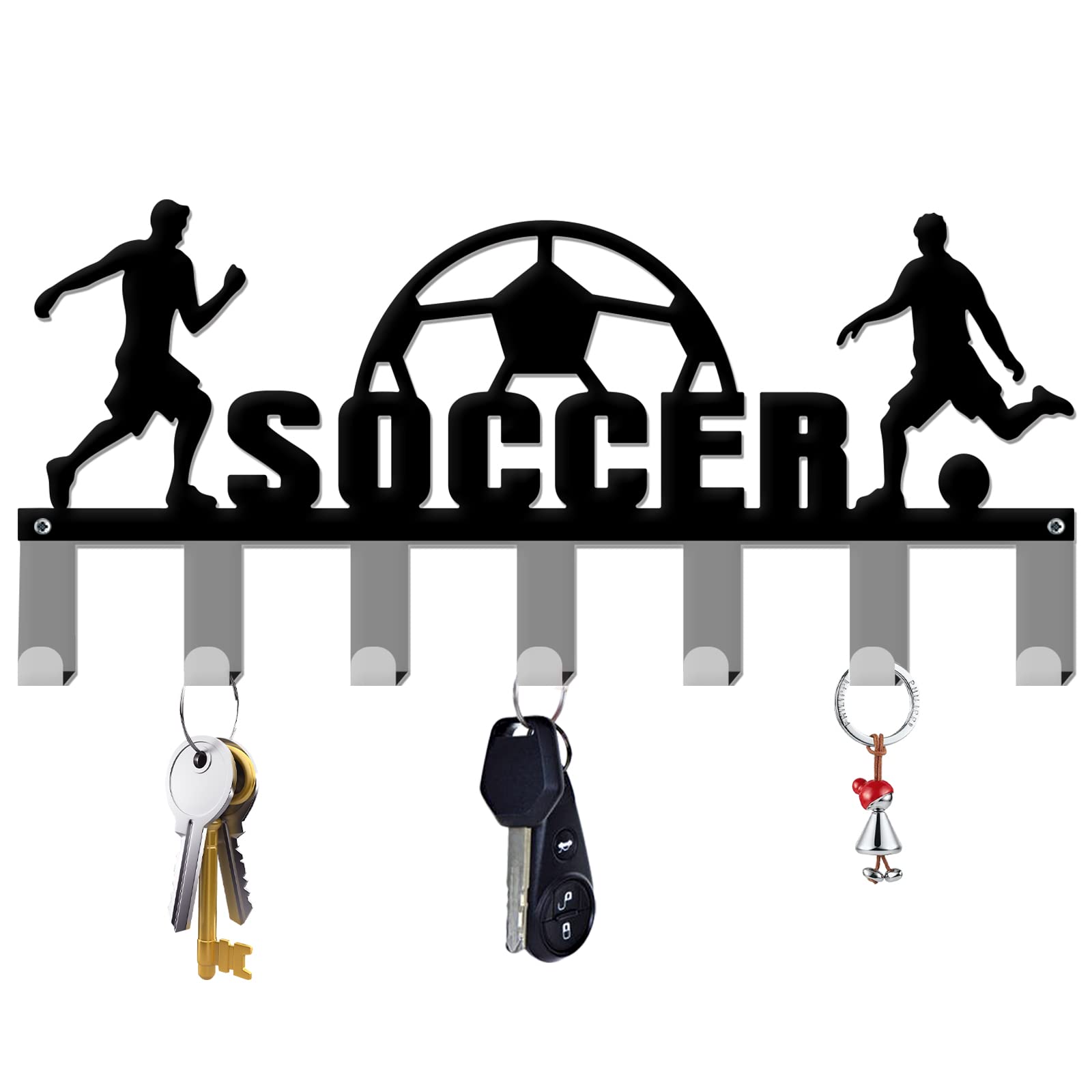 Amazon.com: INFUNLY Key Holder for Wall Soccer Theme Wall Mounted Hooks ...
