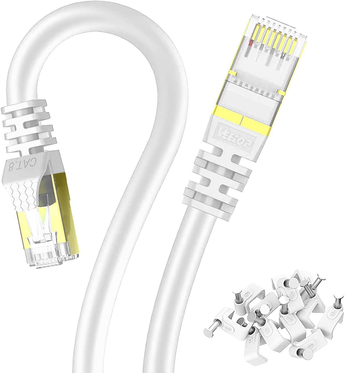 Amazon.co.jp: 30m Veetop LANケーブル CAT8 カテゴリ-8 超高速 最大40GBASE-T 2000MHz ...