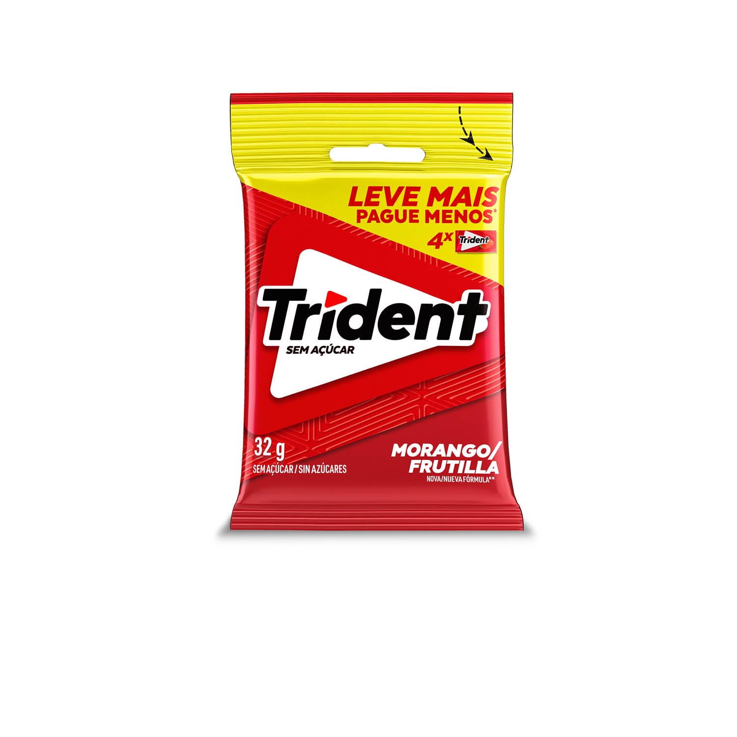 Chiclete Trident Morango 32g - Pacote Com 4 embalagens | Amazon.com.br