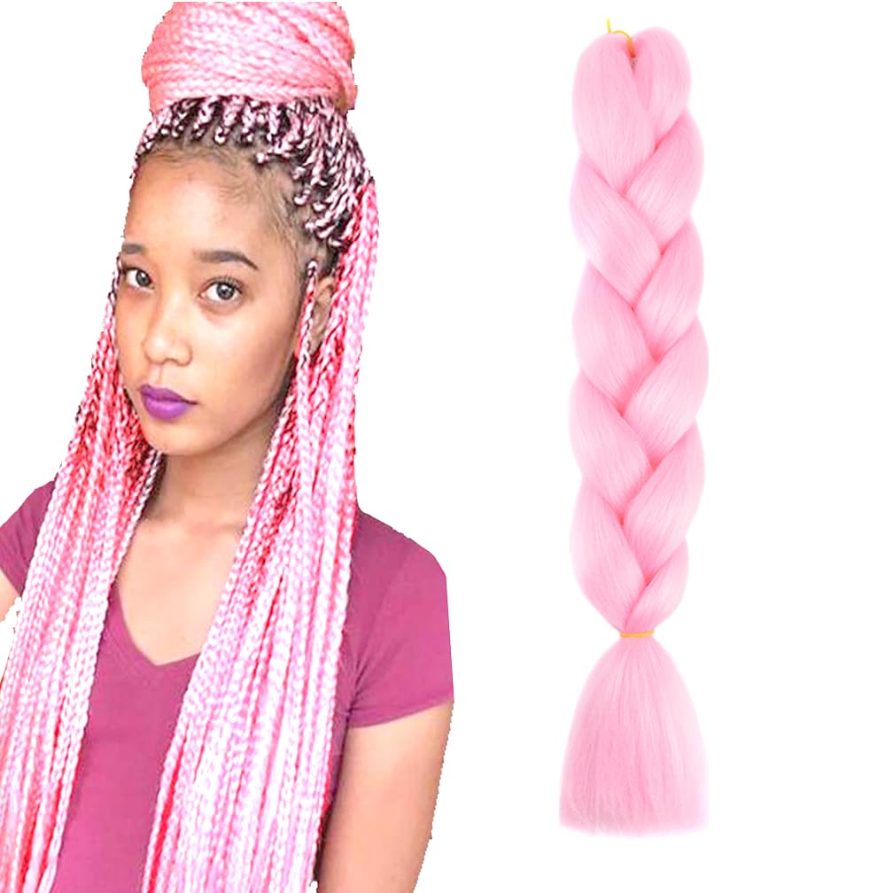 Amazon.com : Braiding Hair Light Pink Braid Hair Extensions for Box ...