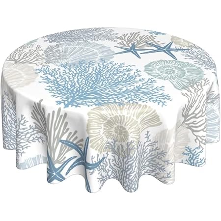Amazon.com: Giwawa Seashell Round Tablecloth, Summer Ocean Starfish on ...