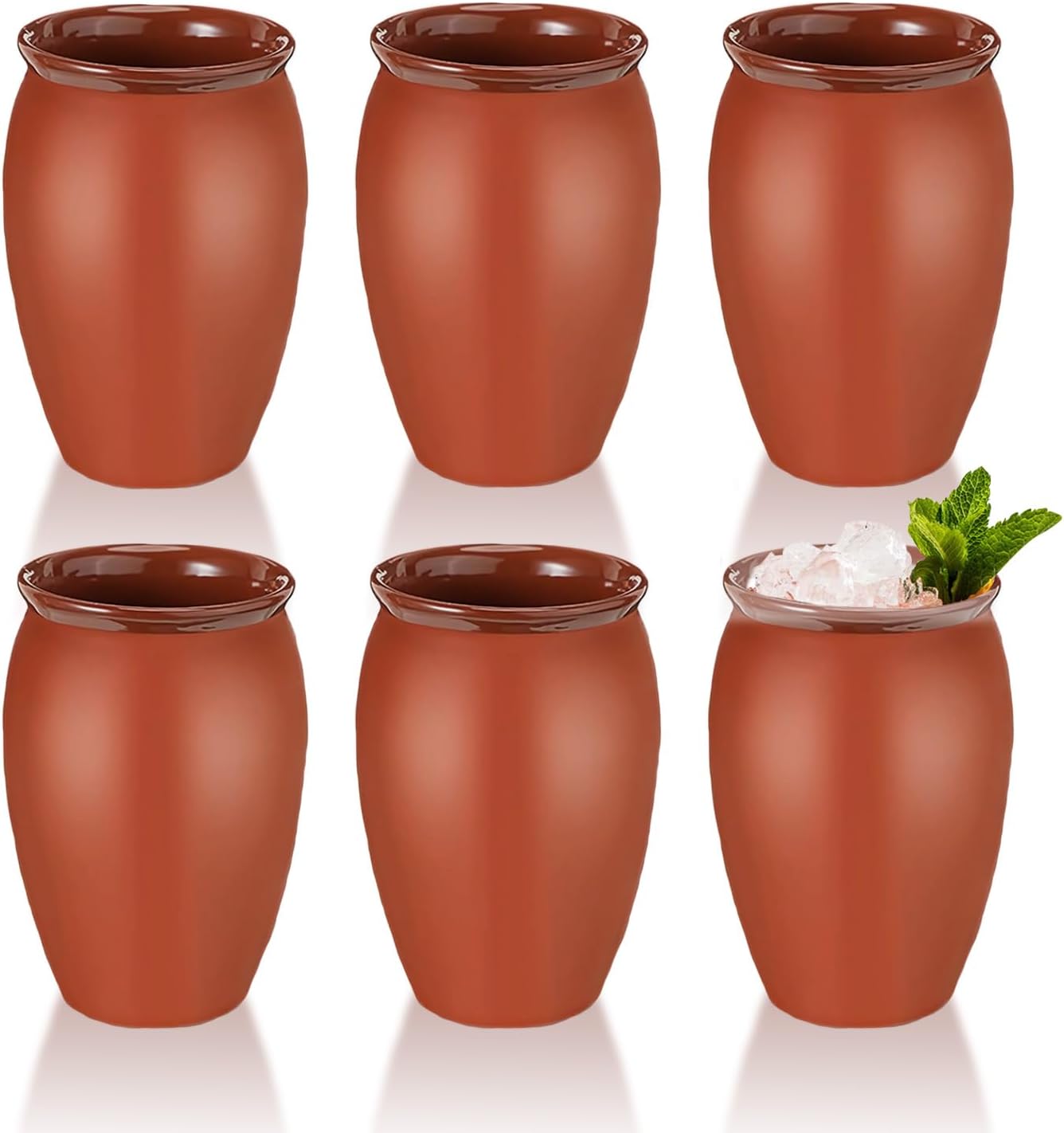 Amazon.com | Covzoe 6 Pack Pottery Clay Cups, 20 Oz Cantaritos De Barro ...