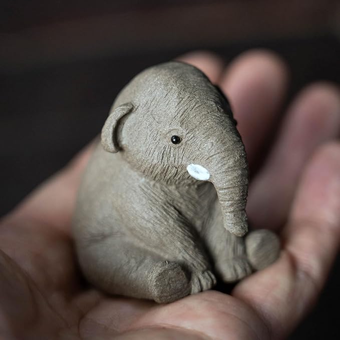 Amazon.com: OwMell Cute Little Elephant Statue, Handcraft Ceramic Baby ...