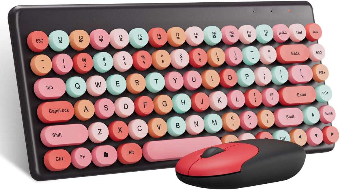 Amazon.com: SADES V2020 White Colorful Wireless Keyboard with Round ...