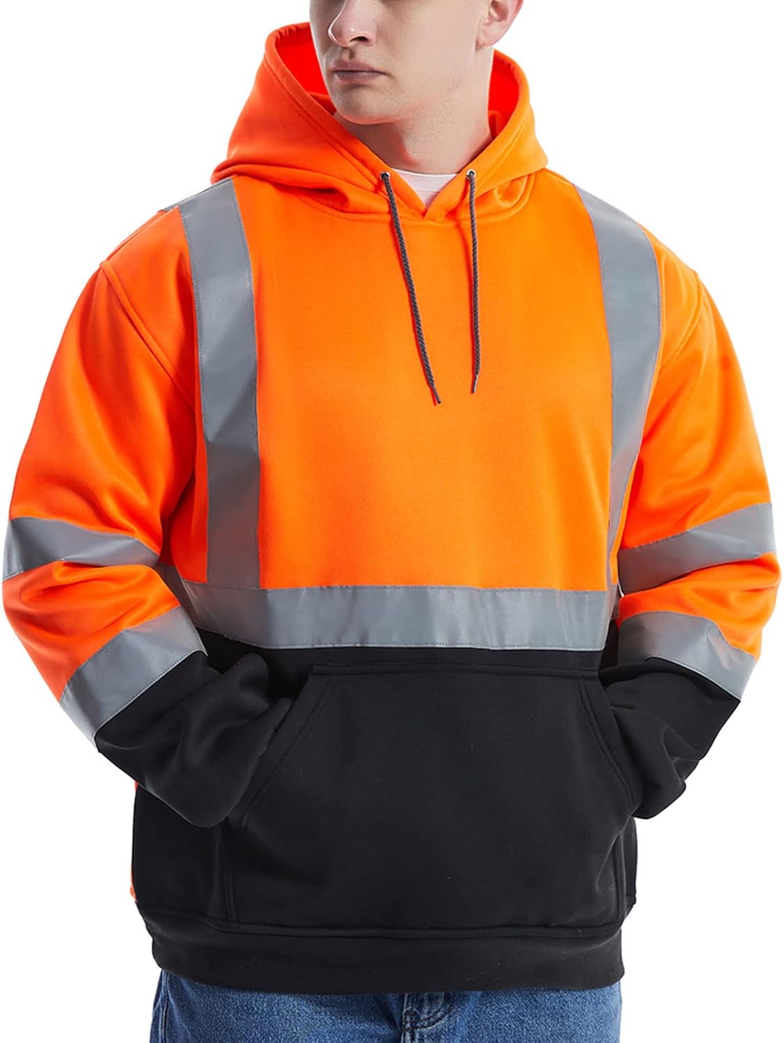 SKSAFETY High Visibility Reflective Hoodies for Men, Class 3 Safety Sweatshirts with Pockets ...