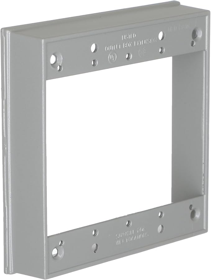 BELL 5407-0 2-Gang Weatherproof Extension Ring, 1-1/32 in. Deep, Gray ...