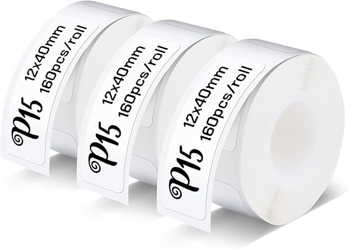 Pristar Etichette P15, 3 Rotoli, 12mm x 40mm, Nastro Adesivo Termico ...