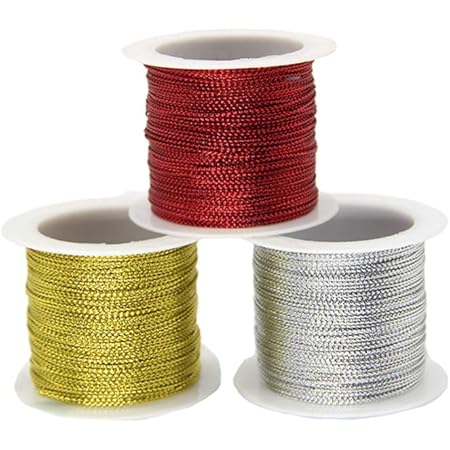 Exceart 3PCS Metallic Cord Craft Tinsel String Rope Jewelry Making Gift ...