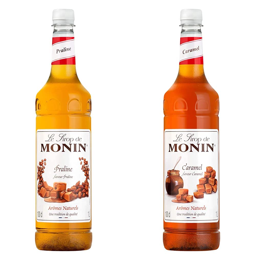 Monin Premium Praline Syrup 1 L And Premium Caramel Syrup | Desertcart ...