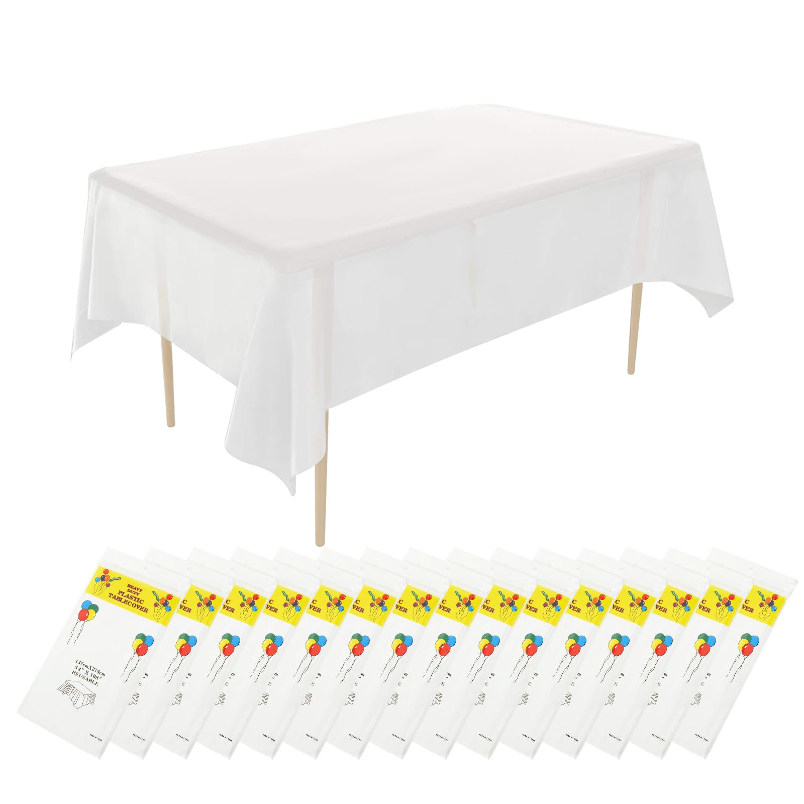JMIATRY 15 Pcs Disposable Table Cloths Rectangle, 54x108 Inch White ...