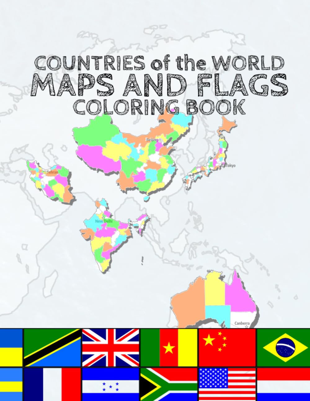 World Map With Countries Coloring Page Premium Vector | Funny Cartoony