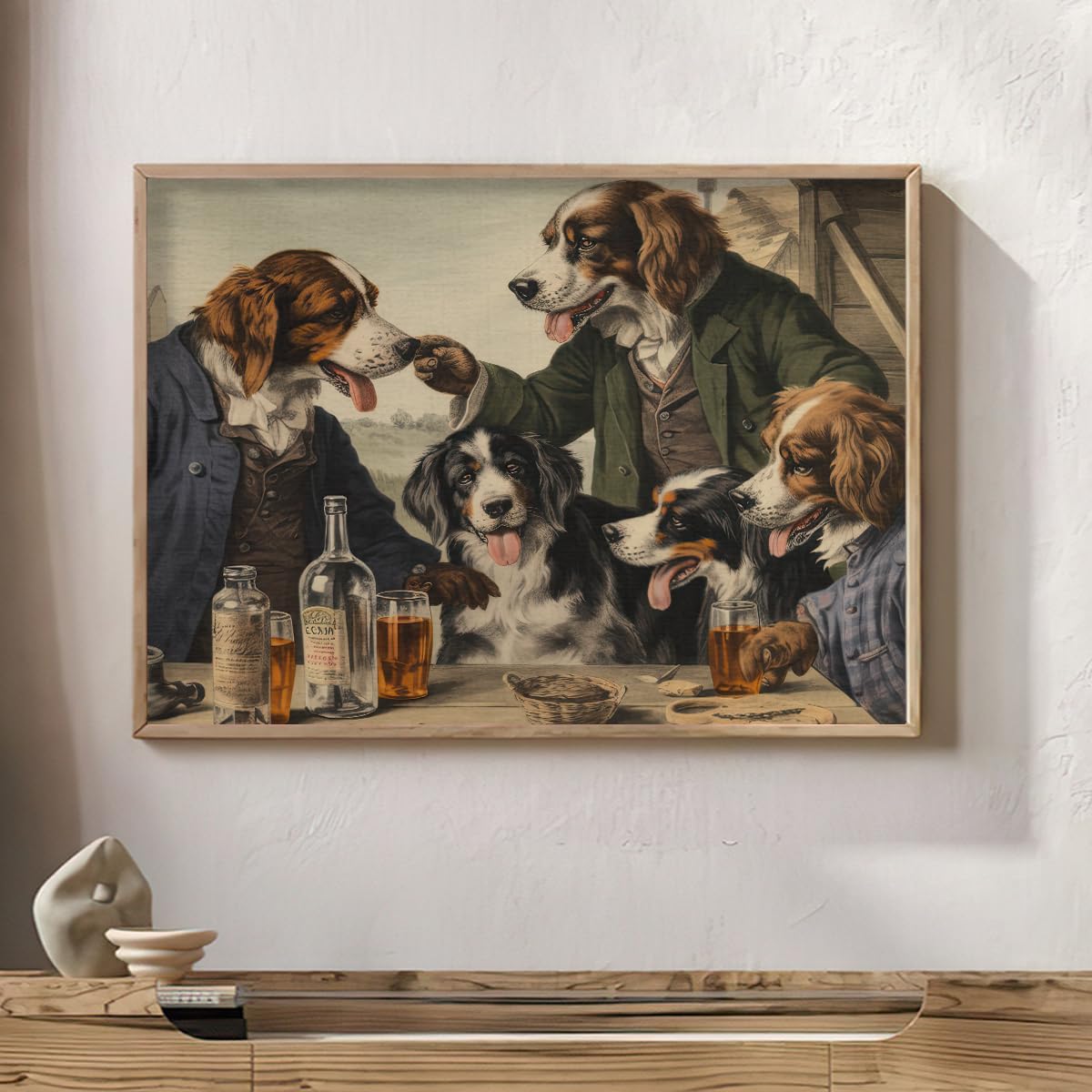 Dogs Drinking Beer Poster
