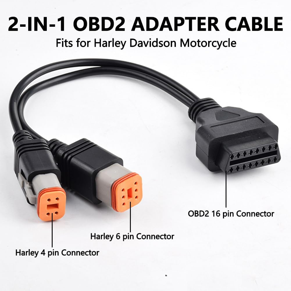 2-in-1 OBD2 Adapter Cable for Harley 4 Pin+6 Pin Motorcycle OBD Scanner ...